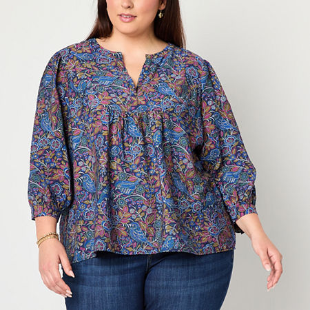 Click here for St. Johns Bay Womens Split Crew Neck 3/4 Sleeve Pl... prices
