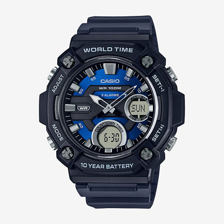Casio Mens Analog Digital Black Resin Strap Watch 48mm - Black