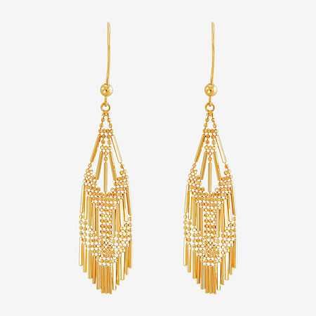 Click here for 14K Yellow Gold Diamond-Cut Beaded Mesh Drop Earri... prices