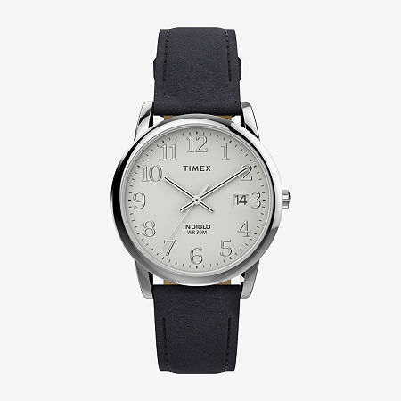 Click here for Timex Easy Reader Mens Black Leather Strap Watch T... prices