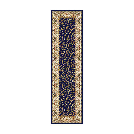 Closeout! Km Home 1599/1554/Navy Pesaro Blue 22 x 77 Runner Rug - Blue