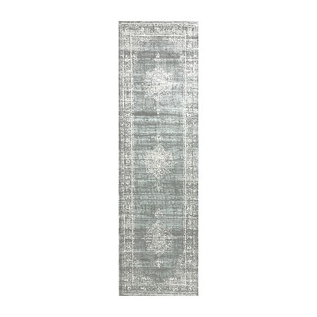 Closeout! Km Home 3563/0053/Green Cantu Green 22 x 77 Runner Rug - Green