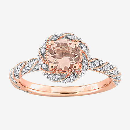 Click here for Womens Genuine Pink Morganite 14K Rose Gold Halo C... prices