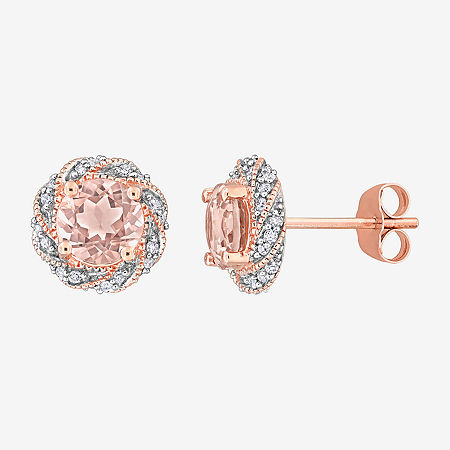 Click here for Genuine Pink Morganite 14K Rose Gold 10mm Stud Ear... prices