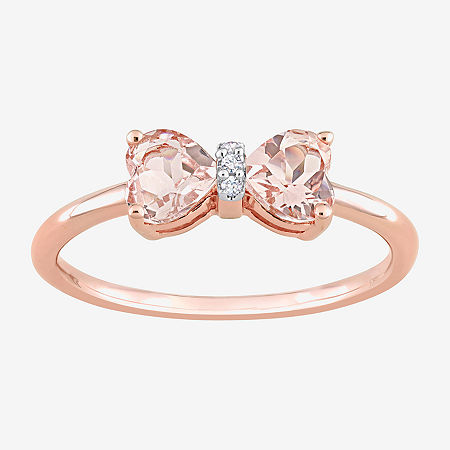 Click here for Womens Genuine Pink Morganite 10K Rose Gold Bow Co... prices