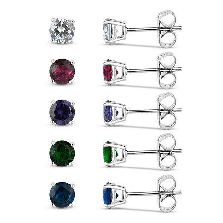 Click here for Sterling Silver 5mm Simulated Gemstone 5 Earring P... prices
