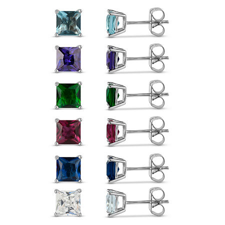 Click here for Sterling Silver 5mm Square Simulated Gemstone 6 Ea... prices