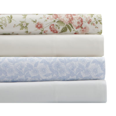Laura Ashley 200tc 100% Cotton Percale 6-Pc Sheet Set, Color: Pastel ...