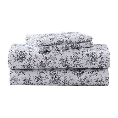 Laura Ashley Cotton Flannel 4-Piece Sheet Set  King - Faye