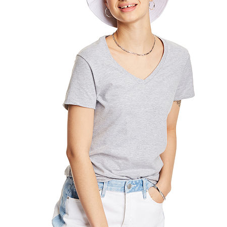 Hanes Womens V Neck Short Sleeve Active T-Shirt  X-large  Gray