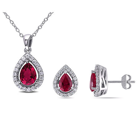 Click here for Lab-Created Ruby & White Sapphire Earrings & Penda... prices