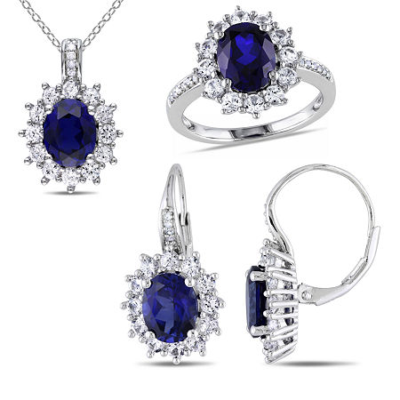Click here for Lab-Created Blue Sapphire and Diamond Sterling Sil... prices