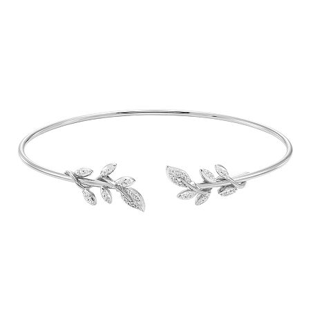 Click here for Silver .20 Carat Diamond Leaf Flex Bangle Bracelet... prices