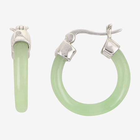 Click here for Womens Genuine Green Jade Sterling Silver 20mm Rou... prices