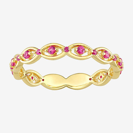 Click here for Womens Lab Created Red Ruby 18K Gold Over Silver S... prices
