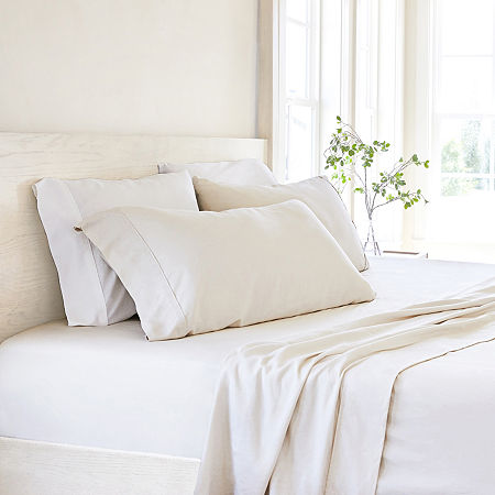 ienjoy Home 300 Thread Count Linen Rayon From Bamboo Blend Deep Pocket 4-Pc. Sheet Set  California King - Natural