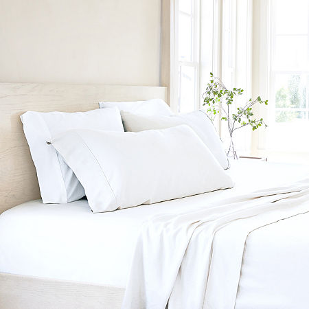 ienjoy Home 300 Thread Count Linen Rayon From Bamboo Blend Deep Pocket 4-Pc. Sheet Set  Full - White