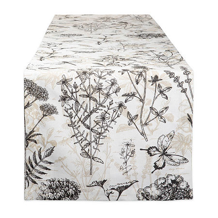 Botanical Print Table Runner 14 X 72 - White