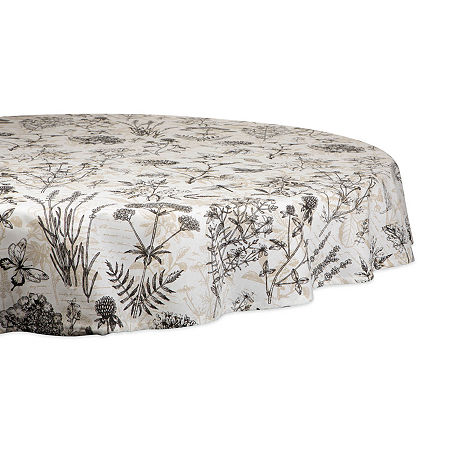 Botanical Print Table cloth 60 X 84 - Black