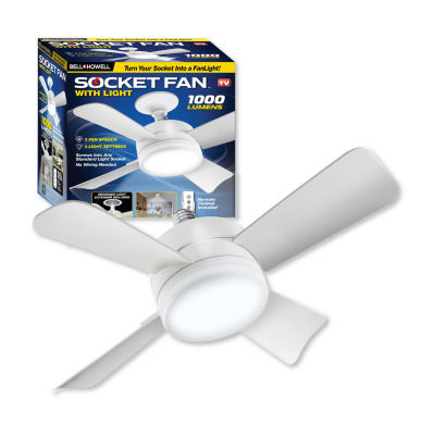 Bell + Howell Socket Fan Ceiling with Light, Screw into Any Light ...