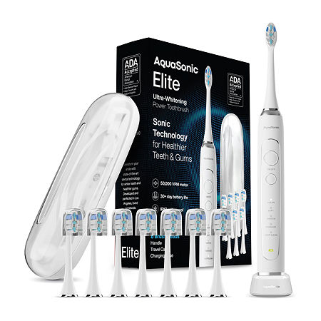 AquaSonic Elite - Advanced Ultra Whitening Rechargeable Toothbrush Set - White