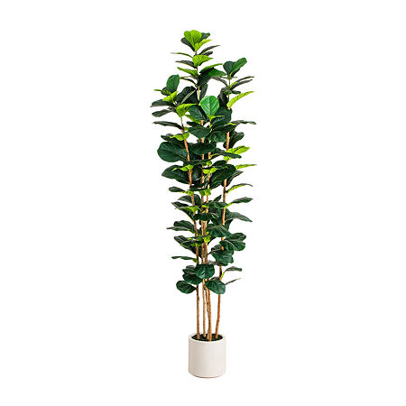 Click here for Nearly Natural 8ft Fiddle Leaf Decorative White In... prices