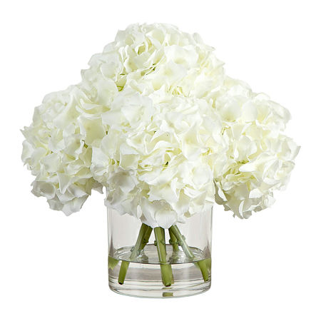 Click here for Nearly Natural 14 Hydrangea Glass Vase Artificial... prices