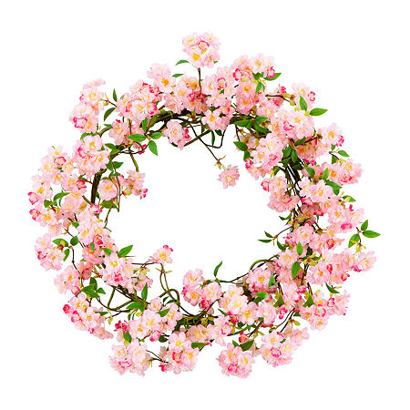 Click here for Nearly Natural 30 Pink Cherry Blossom Wreath  One... prices