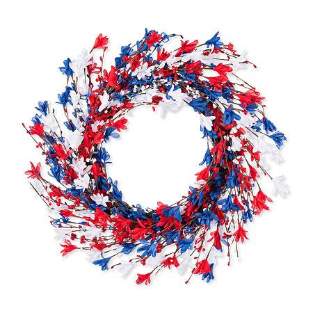Click here for Glitzhome 24 Floral Wreath  One Size  Blue prices