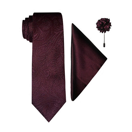 Click here for J. Ferrar Tonal Paisley Tie Set  One Size  Red prices