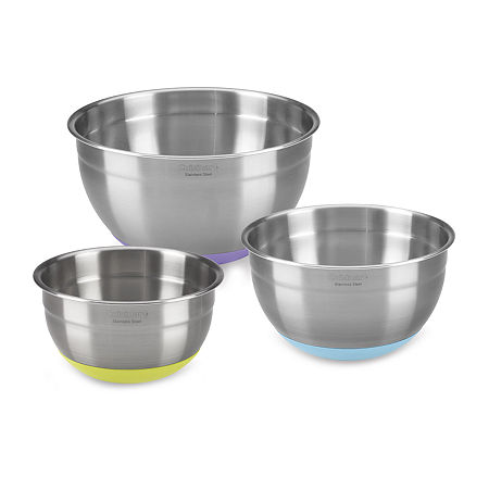 Cuisinart Stainless Steel Mixing Bowls with Non-Slip Bases  Set of 3 - Multicolor