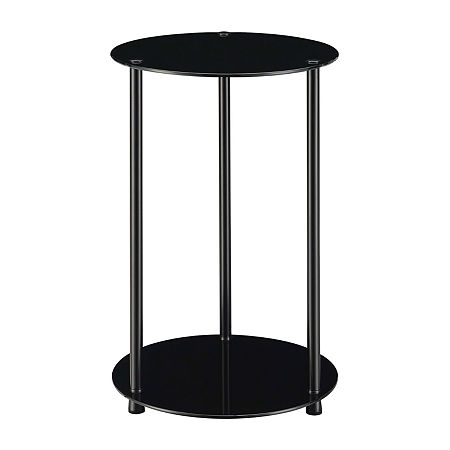 Click here for Donovan 2-Tier Round Glass End Table  One Size  Bl... prices