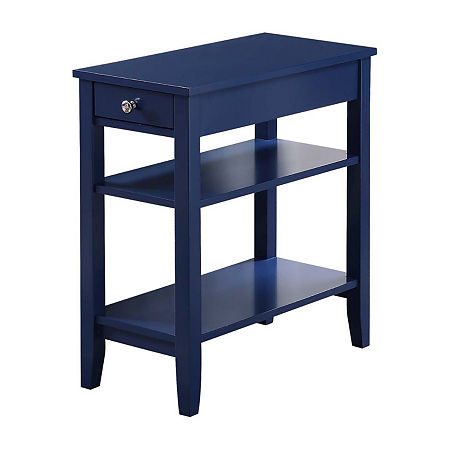 Convenience Concepts American Heritage Three Tier End Table with Drawer - Royal Blue