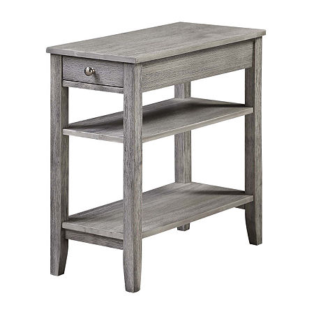 American Heritage 1 Drawer Chairside End Table with Shelves - Gray