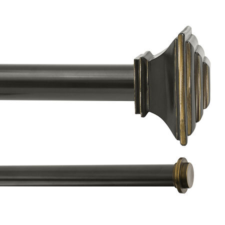 Kenney Mission 1-Inch Premium Double Curtain Rod for Layered Window Treatments - Oil rubbed bronze