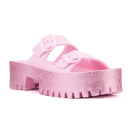 Click here for Olivia Miller Womens Sparkles Slide Sandal - Pink prices