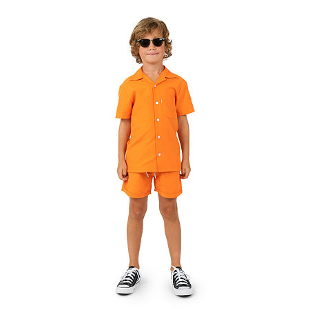 OppoSuits Toddler and Little Boys Shirt and Shorts  2 Piece Set - Orange