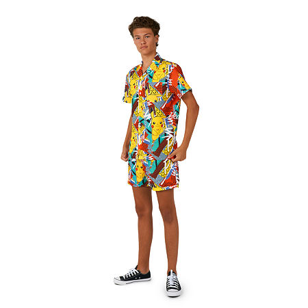 OppoSuits Big Boys 2 Pc Summer Pikachu Shirt and Shorts Set - Miscellaneous
