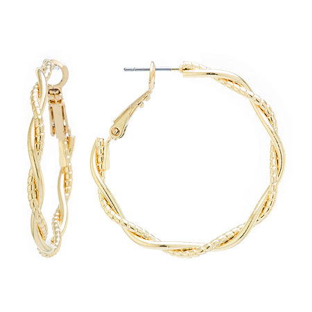 Click here for Silver Reflections 24K Gold Over Brass Round Hoop... prices