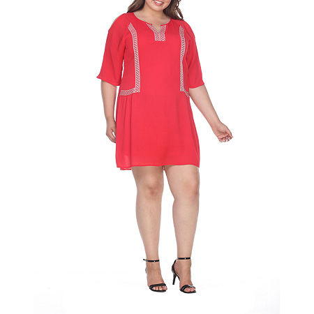 Click here for White Mark Womens Plus Embroidered 3/4 Sleeve Shif... prices