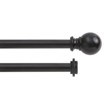 Kenney 5/8 Inch Standard Decorative Double Curtain Rod with Ball Finials - Matte black