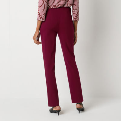 Liz Claiborne Alexis Ponte Womens Straight Mid Rise Pull-On Pant, Color ...
