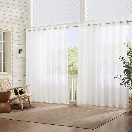 Elrene Home Fashions Carmen Sheer Indoor/Outdoor Tieback Curtain Panel  114 x 84
