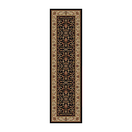Closeout! Km Home 1596/1314/Black Pesaro Black 22 x 77 Runner Rug - Black