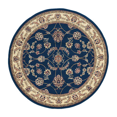 Closeout! Km Home Pesaro 1596 53 x 53 Round Area Rug - Navy