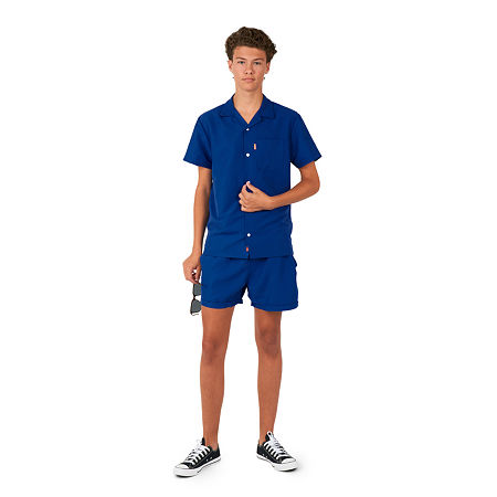 OppoSuits Big Boys 2 Pc Summer Shirt and Shorts Set - Navy