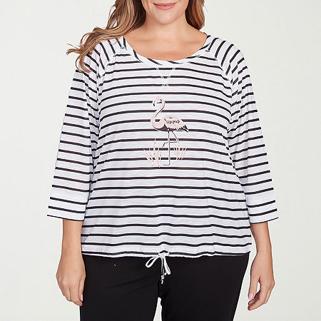 Click here for Hearts Of Palm Womens Plus Round Neck 3/4 Sleeve T... prices
