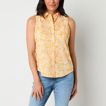 Click here for St. Johns Bay Womens Sleeveless Regular Fit Button... prices