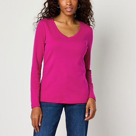 Click here for St. Johns Bay Womens V Neck Long Sleeve T-Shirt  X... prices