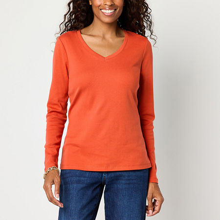 Click here for St. Johns Bay Womens V Neck Long Sleeve T-Shirt  X... prices